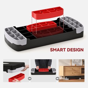 HOMCOM Stepping Board Aerobic Fitness s nastavitelnou výškou (10/20 cm), cvičební kolo Stepper, černá+šedá+červená, 68x28x15cm| Aosom