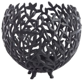 Černý antik kovový děrovaný svícen Famari L - Ø 20 * 17 cm