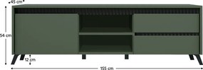 Kondela TV stolek, smoke zelená/černá, LONGY RTV1K2So
