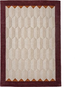 Vínový/v přírodní barvě ručně tkaný vlněný koberec 120x170 cm Apex Border Wool – Flair Rugs