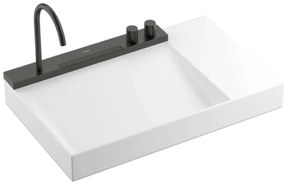 Hansgrohe Avalegra - Umyvadlo 78x48 cm, s termostatickou baterií a sprškou, 2 proudy, bez přepadu, kartáčovaný černý chrom 22473340