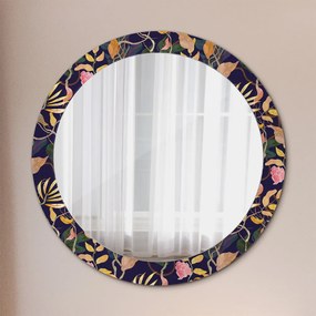 Kulaté dekorativní zrcadlo Akvarelové rostliny fi 80 cm