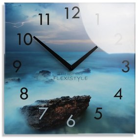Dekorační skleněné hodiny 30 cm s motivem oceánu