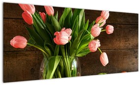 Tulipány ve váze - obraz (100x40cm)