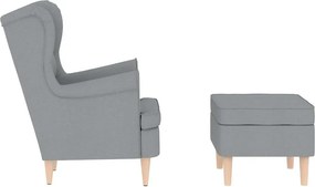 Křeslo s podnožkou světle šedé textil 3307989