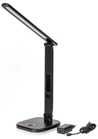 LED RGBW Stm. lampa s bezdr. nab., displejem, USB portem 6W/5V 3000-6500K černá