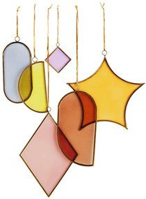 MADAM STOLTZ Skleněná dekorace Colour Glass Pieces, multi barva, sklo, kov