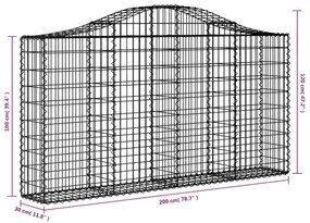 Klenuté gabionové koše 7 ks 200x30x100/120cm pozinkované železo,  3145435