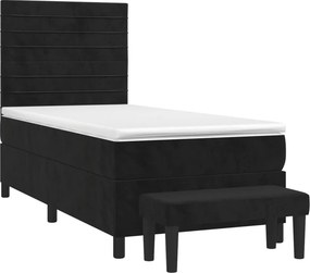 Box spring postel s matrací černá 80 x 200 cm samet 3137871