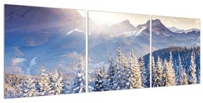 Zimní obraz lesní horské krajiny (120x40 cm)