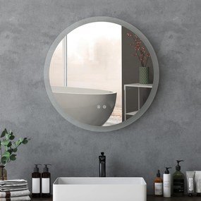 kleankin Osvětlené koupelnové zrcadlo Ø70 cm se 3 barvami světla, IP44, dotykový spínač, proti zamlžení pro moderní koupelny | Aosom.de