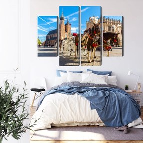 Vícedílný obraz Koňské Povozy Na Náměstí V Krakově Nedostatek Nedostatek Plátno Canvas 200x150