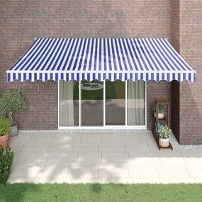 Automatická zatahovací markýza modrá a bílá 4 x 3 m 3154473
