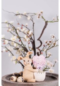 Dekorace soška králík se srdíčkem z květin - 11*6*12cm