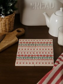 Sinsay - Vánoční vzorované podtácky pod hrnek 4 pack - zelená
