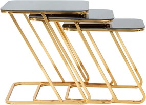 Sada odkládacích stolků Adamaris 44 cm černá / zlatá
