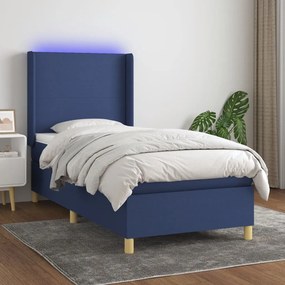 Box spring postel s matrací a LED modrá 80 x 200 cm textil 3138675