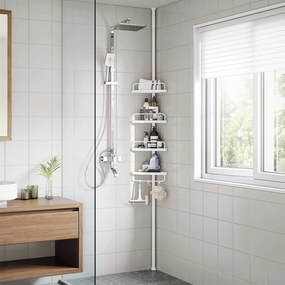 Nastavitelný teleskopický koupelnový rohový regál, 85-305 cm