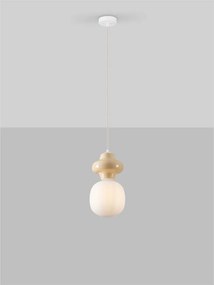 Bílé/krémové keramické závěsné svítidlo se skleněným stínidlem ø 18 cm Clio – Nova Luce
