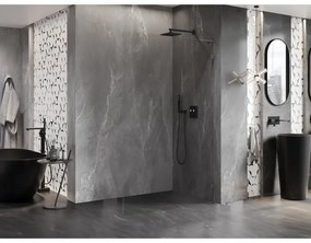 Mexen, Mexen Lunar L sprchová stěna pravá 100 x 200 cm, průhledná 8 mm, pistolově šedá kartáčovaná - 830L-100-000-66-00-P