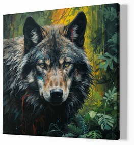 Obraz na plátně - Vlk v lese, Makro portrét, Králové divočiny FeelHappy.cz Velikost obrazu: 80 x 80 cm
