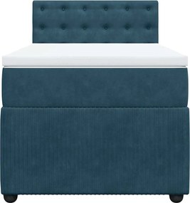 Box spring postel s matrací modrá 80 x 200 cm samet 3289906