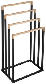 Erga Kona, čtyřramenný věšák na ručníky 45x29x94 cm, černá matná-hnědá, ERG-YKA-P.KONA-4-BLK