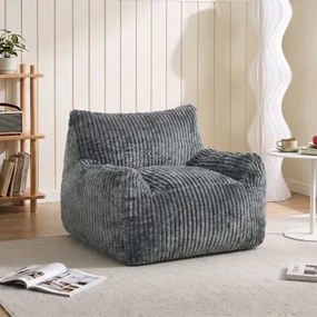 HOMCOM Podlahové křeslo pro dospělé, velká Cloud podlahová lounge bez rámu, s opěrkou zad a područkami, bez montáže, šedá
