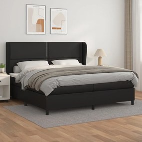 Box spring postel s matrací černá 200x200 cm umělá kůže,  3128991