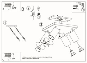 Stropní svítidlo Ring, 4x bílé kovové stínítko, (možnost polohování)