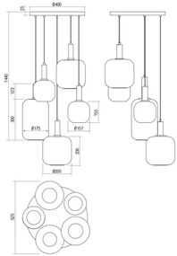 Redo 01-3214 - Lustr na lanku BRINA 5xE27/23W/230V