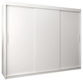 Šatní skříň 250 cm Toki (Bílá matná + Bílá matná). 1064859