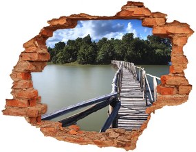Wallmuralia Samolepící díra na stěnu Dřevěný most 90x70 cm
