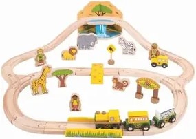 Bigjigs Rail Dřevěná vláčkodráha Safari / 38 dílů / od 3 let