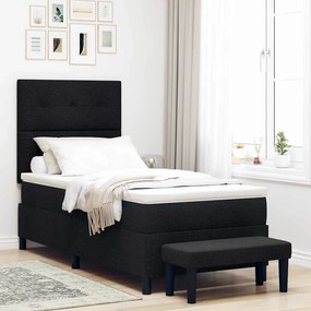 Postel s boxspringem s čelo Černá 90 x 200 cm textil 3344039