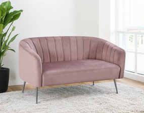 Designový 2-sed, růžová Velvet látka/chrom-stříbrný, BAGY