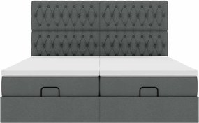 Osmanský rám postele s matrací tmavě šedý 200x200cm textil 3313721