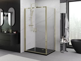 Mexen Exo, výklopná sprchová kabina, dveře 110 cm + boční stěna 95 cm, transparentní sklo, zlatá, 814-110-095-50-00