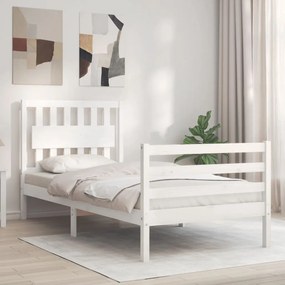 Rám postele s čelem bílý 90 x 200 cm masivní dřevo,  3194297 HangarStore.cz