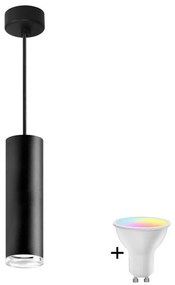 Polux LED RGBW Stmívatelný koupelnový lustr na lanku TURYN 1xGU10/6,5W/230V IP44 černá SA1912+AI0414