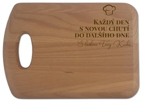 Okamih Kuchyňské bukové prkénko s gravírováním Každý den s novou chutí