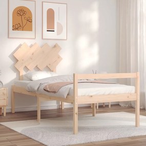 vidaXL Rám postele s čelem 90 x 200 cm masivní dřevo [3195534] Barva: Přírodní