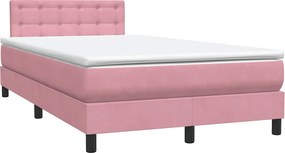 Box spring postel s matrací a LED růžová 120x220 cm samet 3317312
