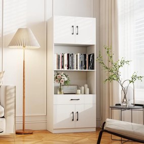 Costway Kuchyňská skříňka 168 cm bufetová s nabíjecí stanicí 1 USB a 1 Kuchyňská