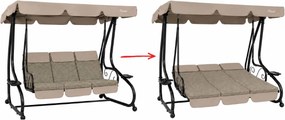 GardenLine Luxusní zahradní houpačka s lůžkem a držáky na nápoje pro 3 osoby 200 × 120 × 164 cm SORENTINO Mesh Taupe béžová