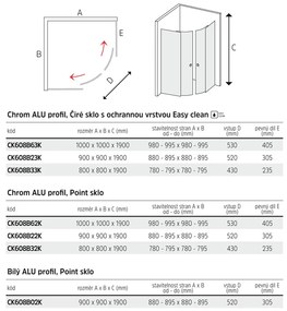 Mereo Lima sprchový kout čtvrtkruh 90 x 90 x 190 cm vanička litý mramor dvoukřídlé lesk chrom Point CK608B22KM