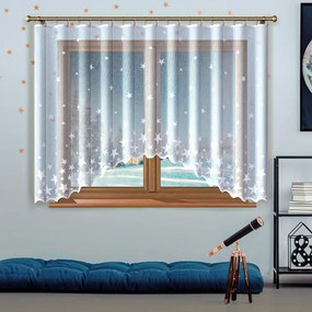 Forbyt kusová záclona STARS, jednobarevná bílá, hvězdy vánoční, výška 120 cm x šířka 220 cm (na okno)