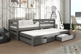 Dětská postel 90 cm SIMO (s roštem a úl. prostorem) (grafit). 1013058