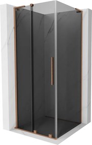 Mexen Velar L, sprchový kout s posuvnými dveřmi 90 x 90 cm, 8mm šedé sklo, měděná matná, 871-090-090-43-65