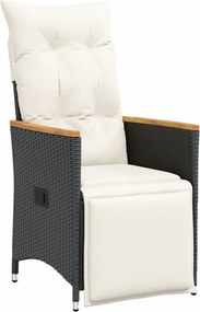 7dílný zahradní bistro set s poduškami černý polyratan 3276963
